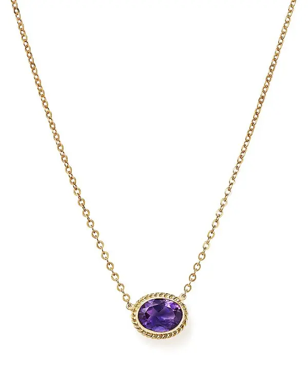 Bloomingdale'S Bezel Pendant Necklace - Amethyst