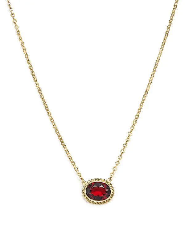 Bloomingdale'S 14k Yellow Gold Bezel Pendant Necklace - Garnet