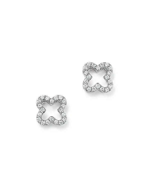 Bloomingdale'S Diamond Clover Stud Earrings - White