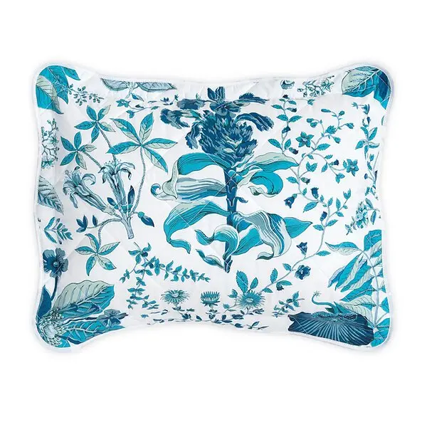 MATOUK Schumacher Pomegranate Quilted Boudoir Sham - Prussian Blue