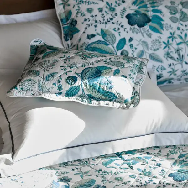 MATOUK Schumacher Pomegranate Quilted Boudoir Sham - Prussian Blue