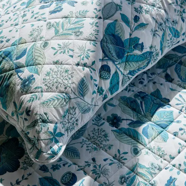MATOUK Schumacher Pomegranate Quilted Boudoir Sham - Prussian Blue