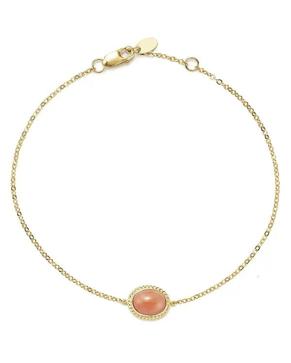 Bloomingdale'S 14k Yellow Gold Coral Oval Bracelet - Coral/gold
