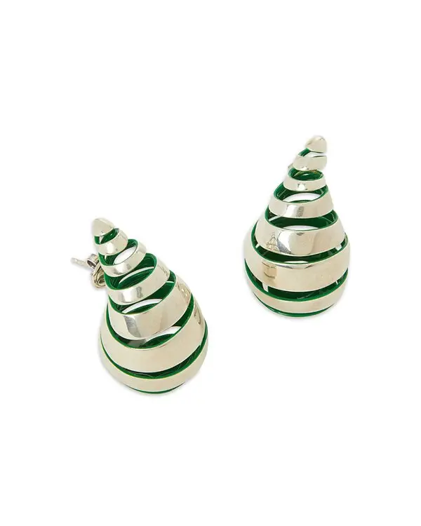 Bottega Veneta Spiral Drop Earrings - Silver/green