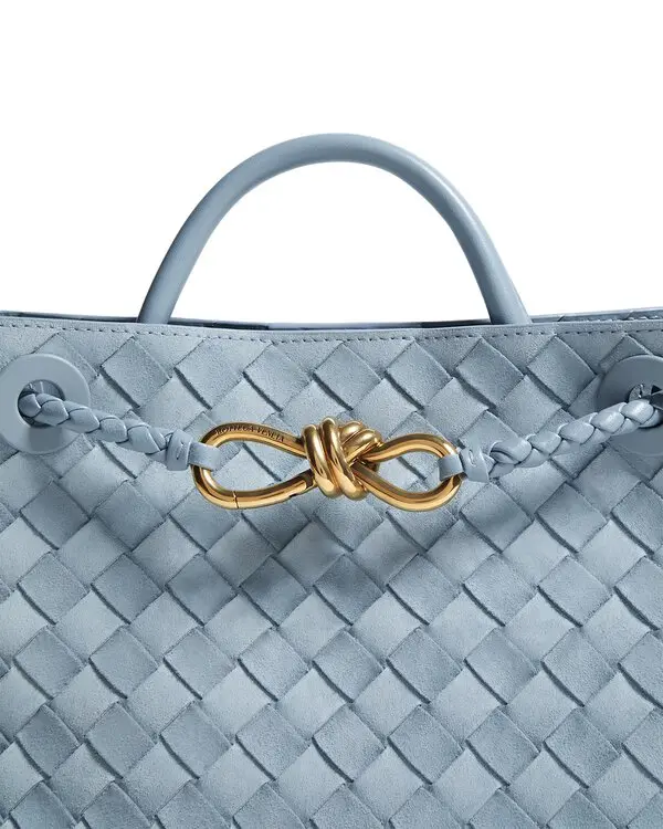 Bottega Veneta Andiamo Intrecciato Leather Top Handle Bag - Basalt