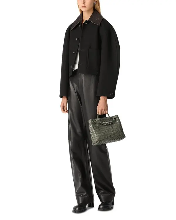 Bottega Veneta Andiamo Intrecciato Leather Top Handle Bag - Pickle