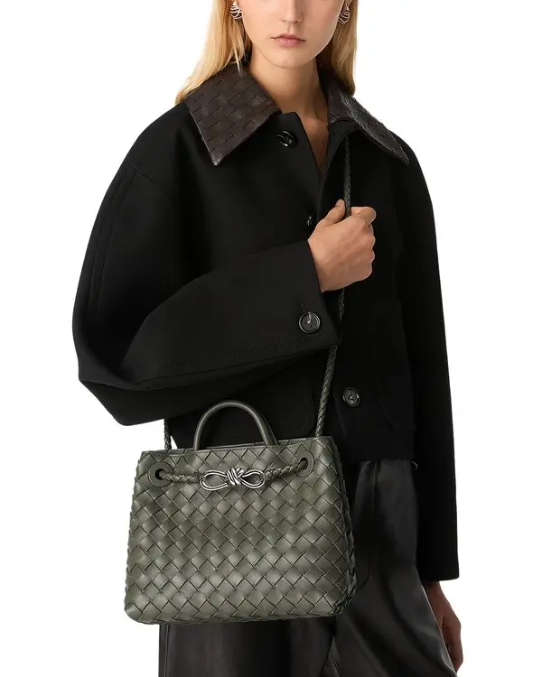 Bottega Veneta Andiamo Intrecciato Leather Top Handle Bag - Pickle