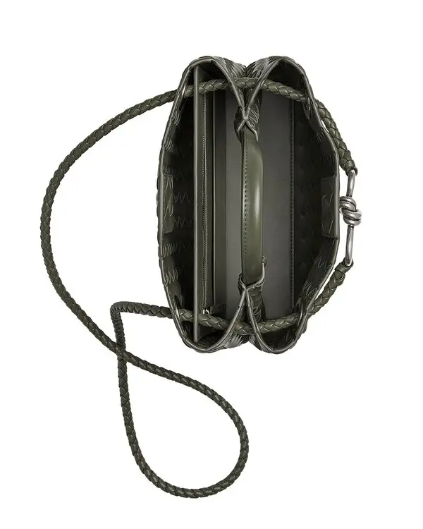 Bottega Veneta Andiamo Intrecciato Leather Top Handle Bag - Pickle