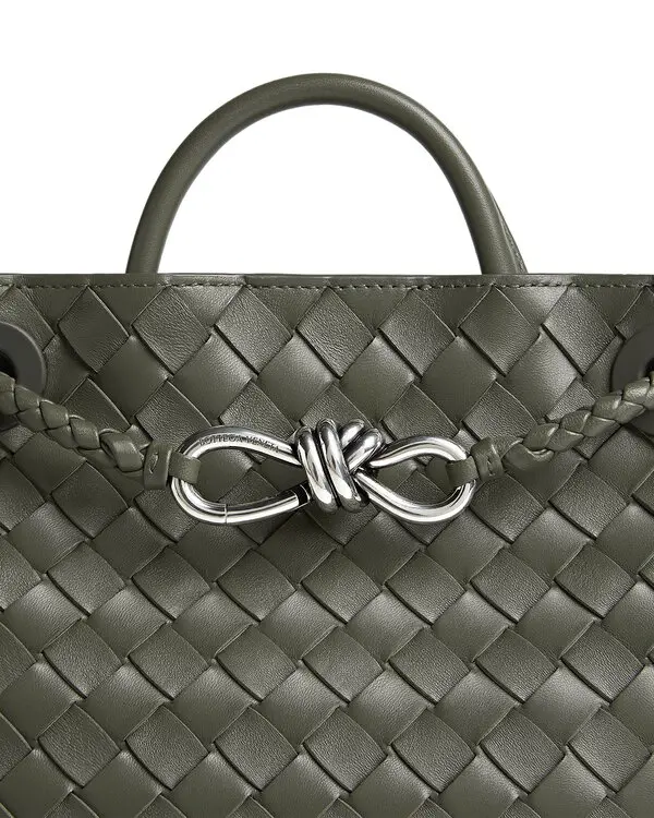 Bottega Veneta Andiamo Intrecciato Leather Top Handle Bag - Pickle