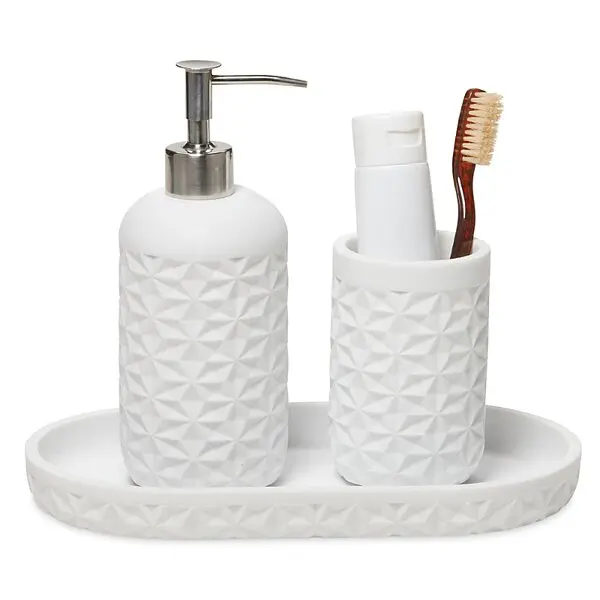 ROSELLI Quilted 3 Pc. Bathroom Set - Sand