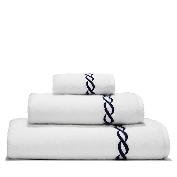 MATOUK Classic Chain Milagro Bath Towel Exclusive - White/navy