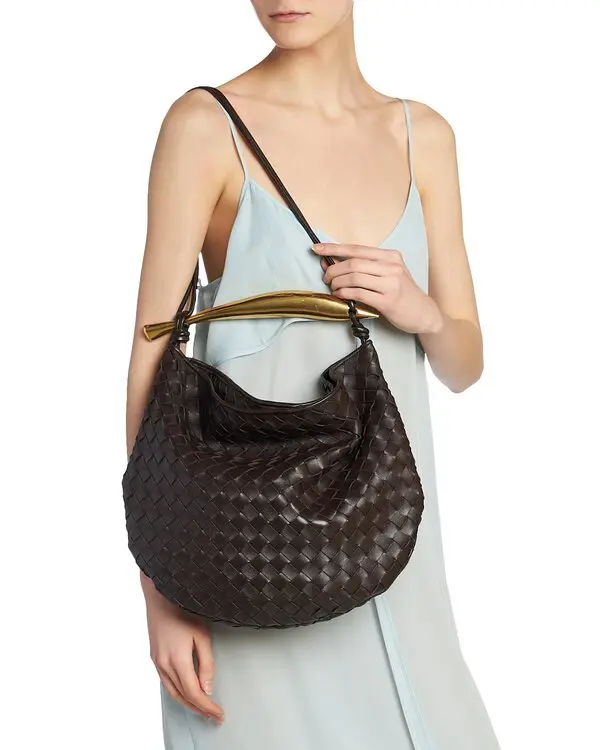 Bottega Veneta Medium Intrecciato Leather Sardine Shoulder Bag - Fondant/brass