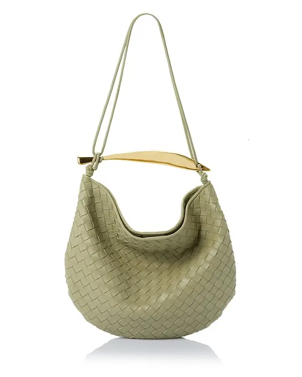 Bottega Veneta Medium Intrecciato Leather Sardine Shoulder Bag - Travertine/brass