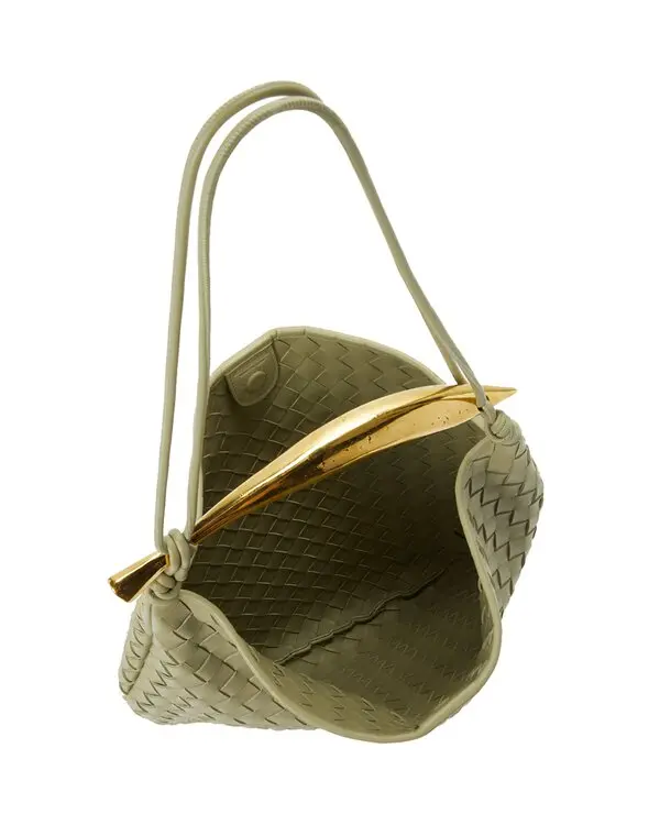 Bottega Veneta Medium Intrecciato Leather Sardine Shoulder Bag - Travertine/brass
