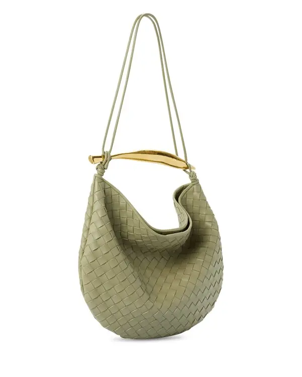 Bottega Veneta Medium Intrecciato Leather Sardine Shoulder Bag - Travertine/brass