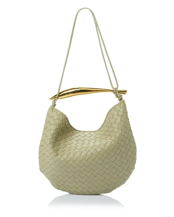 Bottega Veneta Medium Intrecciato Leather Sardine Shoulder Bag - Travertine/brass