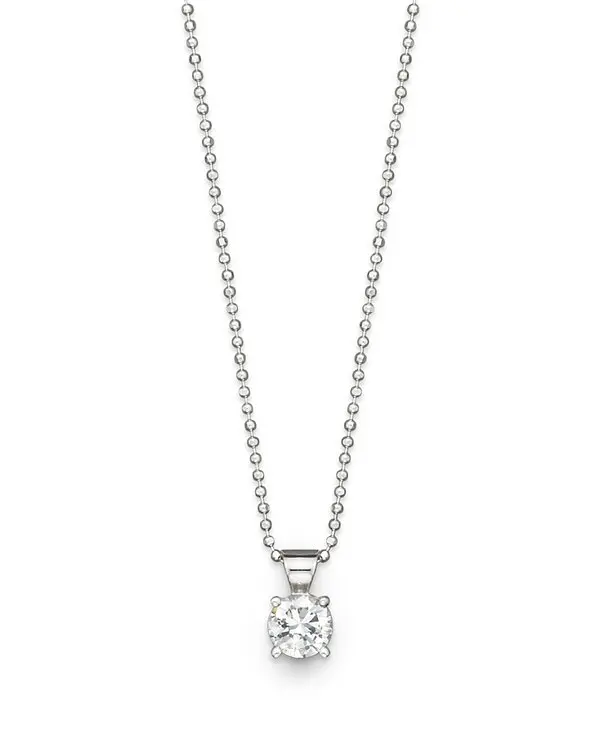 Bloomingdale'S 1.0 Tcw Diamond Solitaire 18k Gold Pendant Necklace - White