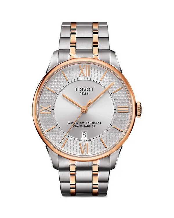 TISSOT Chemin Des Tourelles 42mm Watch - Silver/rose Gold