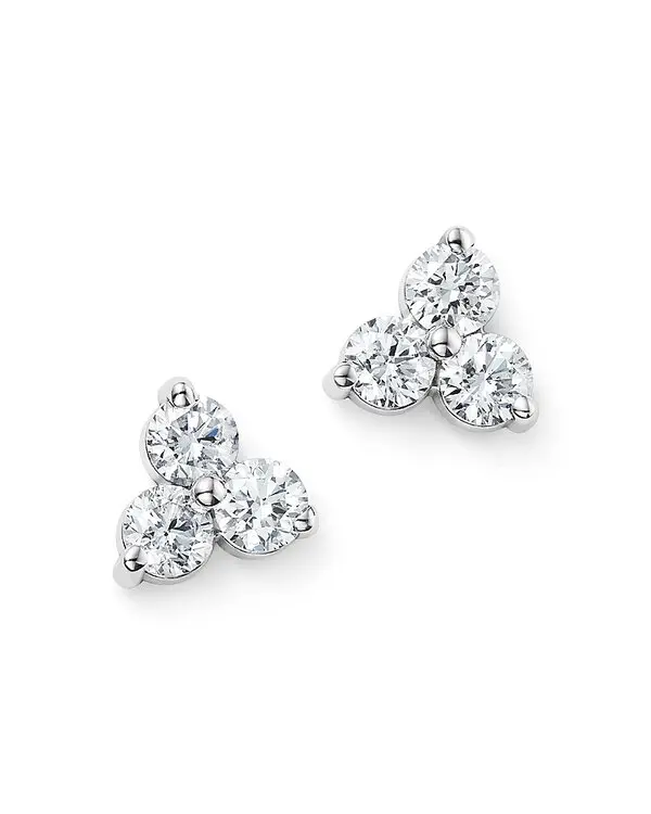 Bloomingdale'S Diamond Three Stone Stud Earrings - White