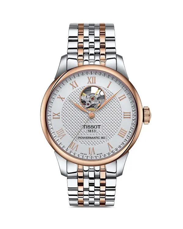 TISSOT Le Locle Powermatic 80 Open Heart Watch - Silver/rose Gold