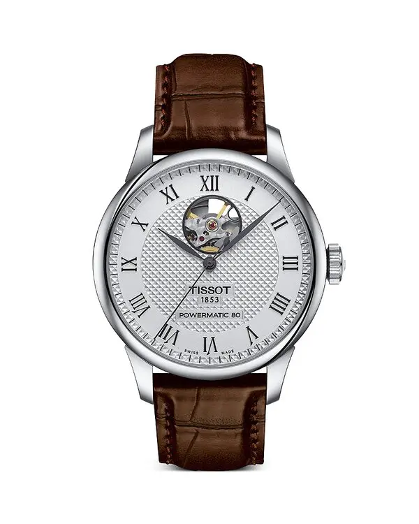 TISSOT Le Locle Powermatic 80 Open Heart Watch, 39mm - Silver/brown
