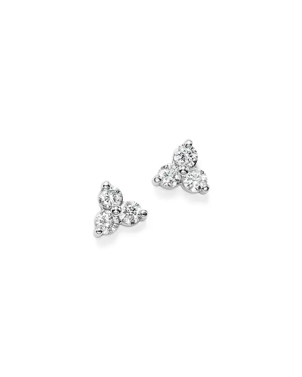 Bloomingdale'S Diamond Three Stone Stud Earrings In 14k Gold - White