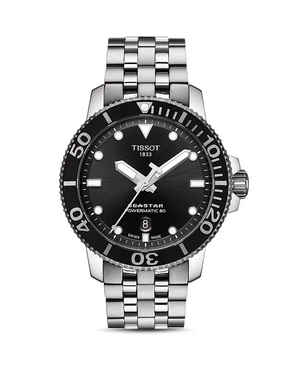 TISSOT Seastar Round Diver Watch - Black/silver