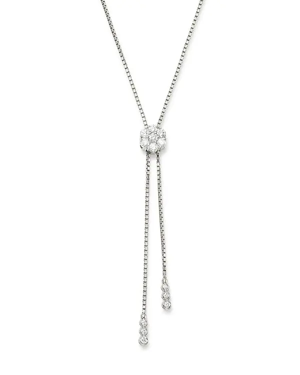 Bloomingdale'S Diamond Flower Bolo Necklace - White