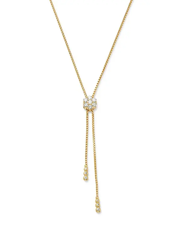 Bloomingdale'S Diamond Flower Bolo Necklace In 14k Yellow Gold - White/gold