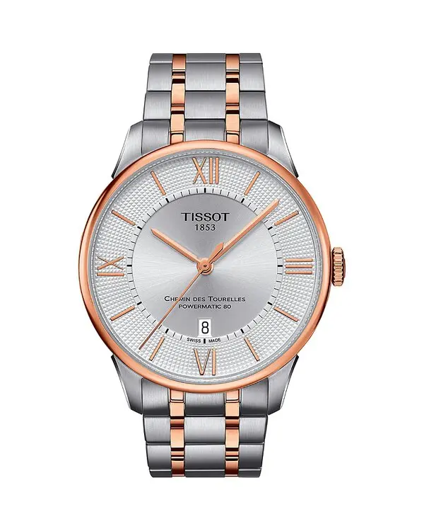 TISSOT Chemin Des Tourelles Powermatic 80 Two Tone Watch - Silver