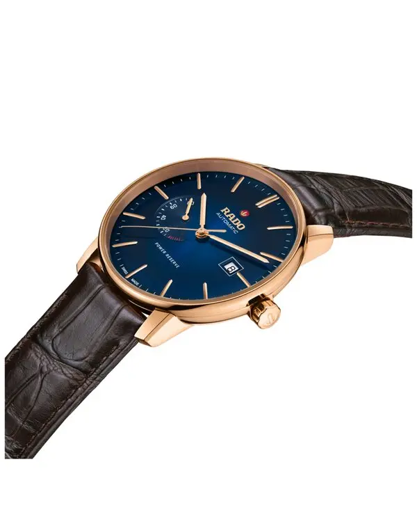 RADO Coupole Classic Power Reserve Watch, 41mm - Blue/brown