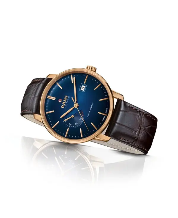RADO Coupole Classic Power Reserve Watch, 41mm - Blue/brown