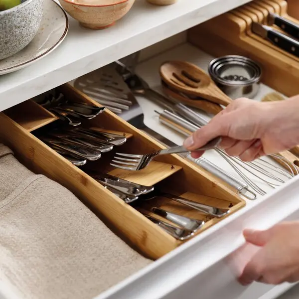 JOSEPH JOSEPH Drawerstore Bamboo Compact Cutlery Organizer
