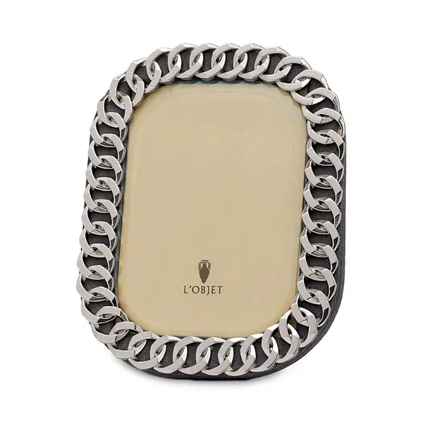 L'Objet Cuban Link 4 X 6 Picture Frame - Platinum