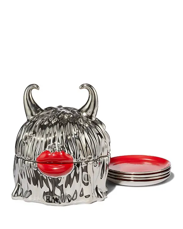 L'Objet Haas Lynda Box & 4 Mini Plates, Limited Edition Of 75 - Platinum/red
