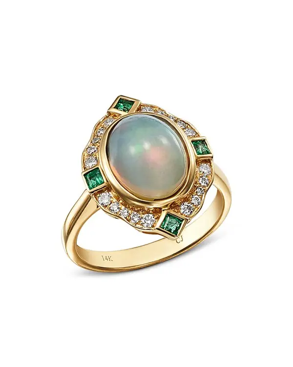 Bloomingdale'S Ethiopian Opal, Emerald & Diamond Cocktail Ring - Multi/gold
