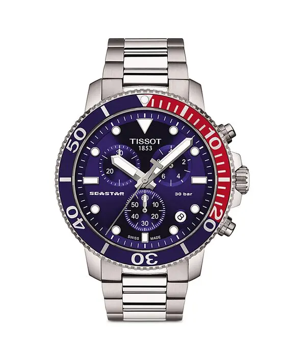 TISSOT Seastar 1000 Chronograph Watch 45.5mm - Blue/silver