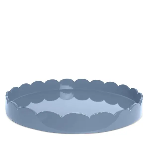 ADDISON ROSS Large Lacquer Scalloped Tray, 16 Round - Chambray