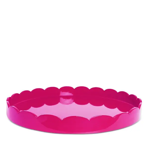 ADDISON ROSS LONDON Large Lacquer Scalloped Tray, 16 Round - Watermelon