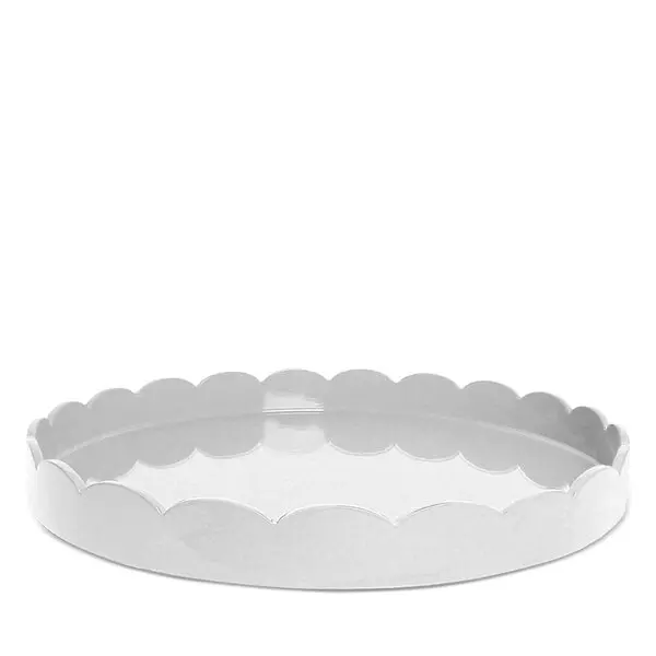 ADDISON ROSS LONDON Large Lacquer Scalloped Tray, 16 Round - White