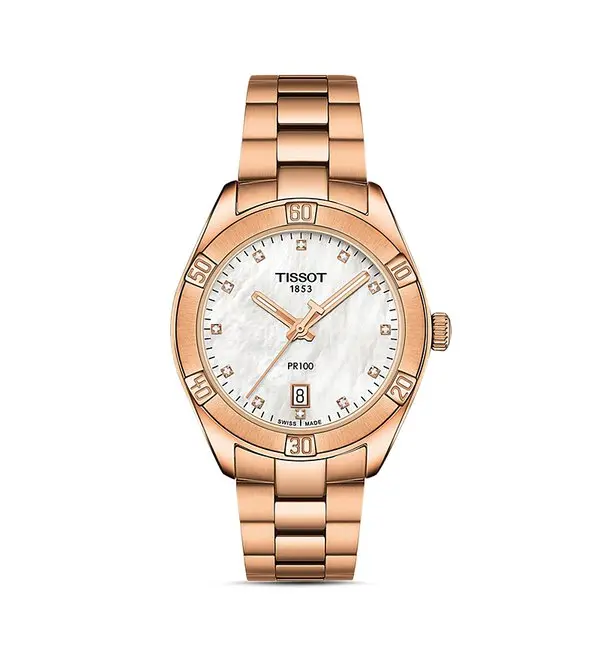 TISSOT Pr 100 Classic 36mm Watch - Rose Gold/white