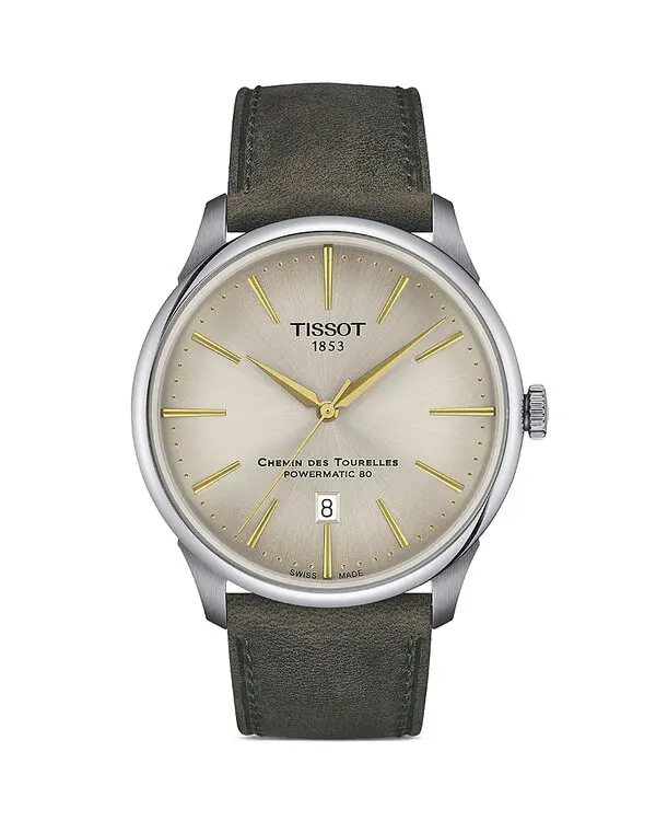 TISSOT Chemin Des Tourelles Powermatic 80 Watch - Ivory/brown