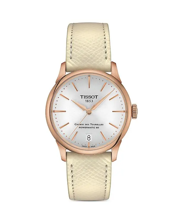 TISSOT Chemin Des Tourelles Powermatic 80 Watch - Silver/ivory