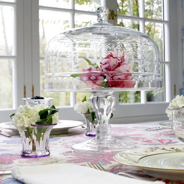 WILLIAM YEOWARD CRYSTAL Portia Cake Stand & Dome, 12