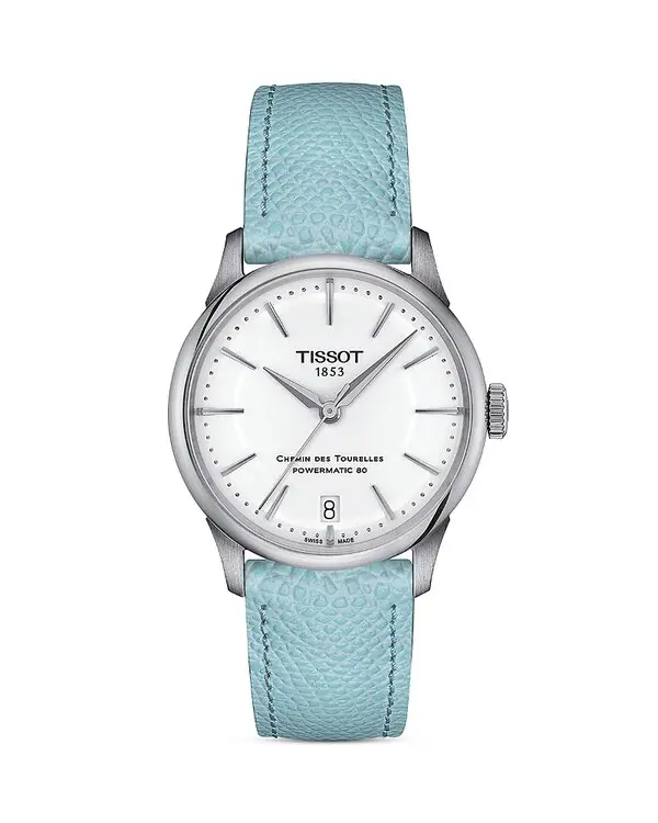 TISSOT Chemin Des Tourelles Powermatic 80 Watch - Silver/blue