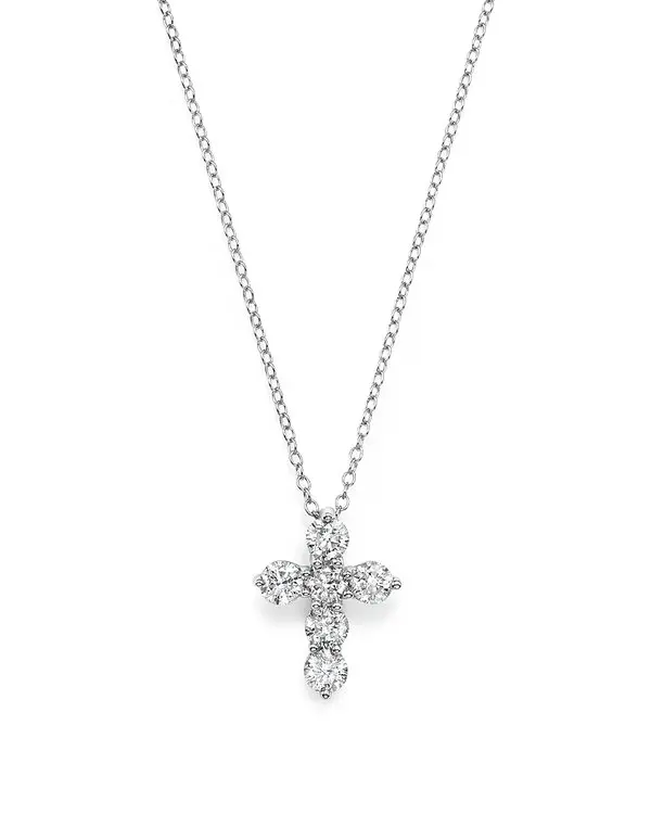 Bloomingdale'S Diamond Cross Pendant Necklace In 14k Gold - White