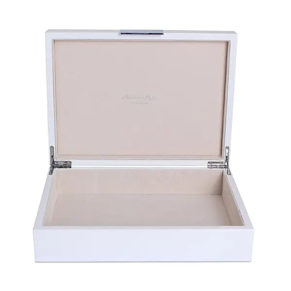 ADDISON ROSS High Gloss Lacquer Box With Silver Large - White