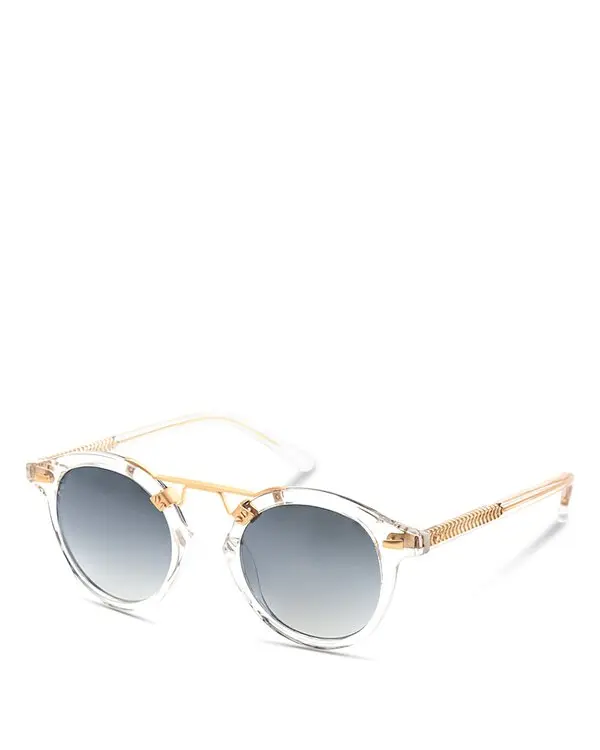 Krewe St. Louis 24k Round Sunglasses - Crystal/silver Gradient Mirror