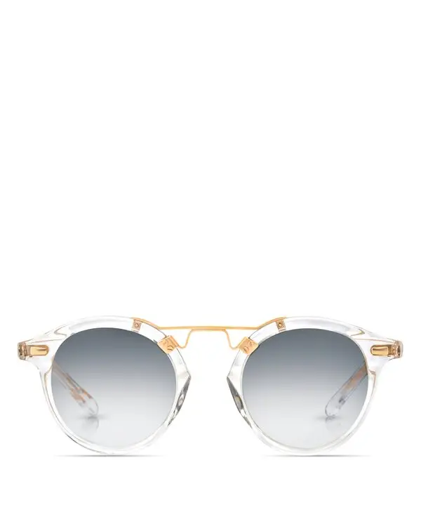 Krewe St. Louis 24k Round Sunglasses - Crystal/silver Gradient Mirror