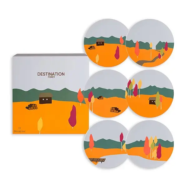 DEGRENNE PARIS Destination Foret Round Plates, Set Of 6 - Multi